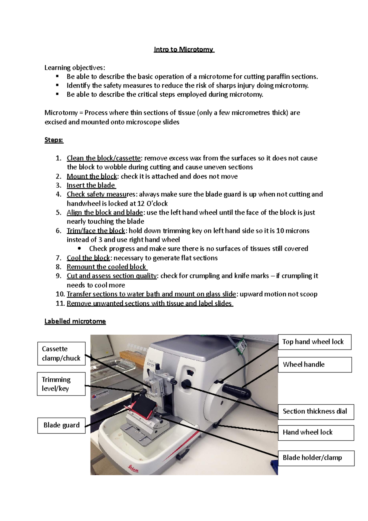 Intro to Microtomy - Intro to Microtomy Learning objectives: Be able to ...