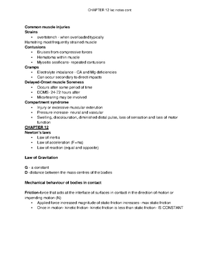 Kine 3030 Summary - Lec # History of biomech; Definition of Kinesiology ...