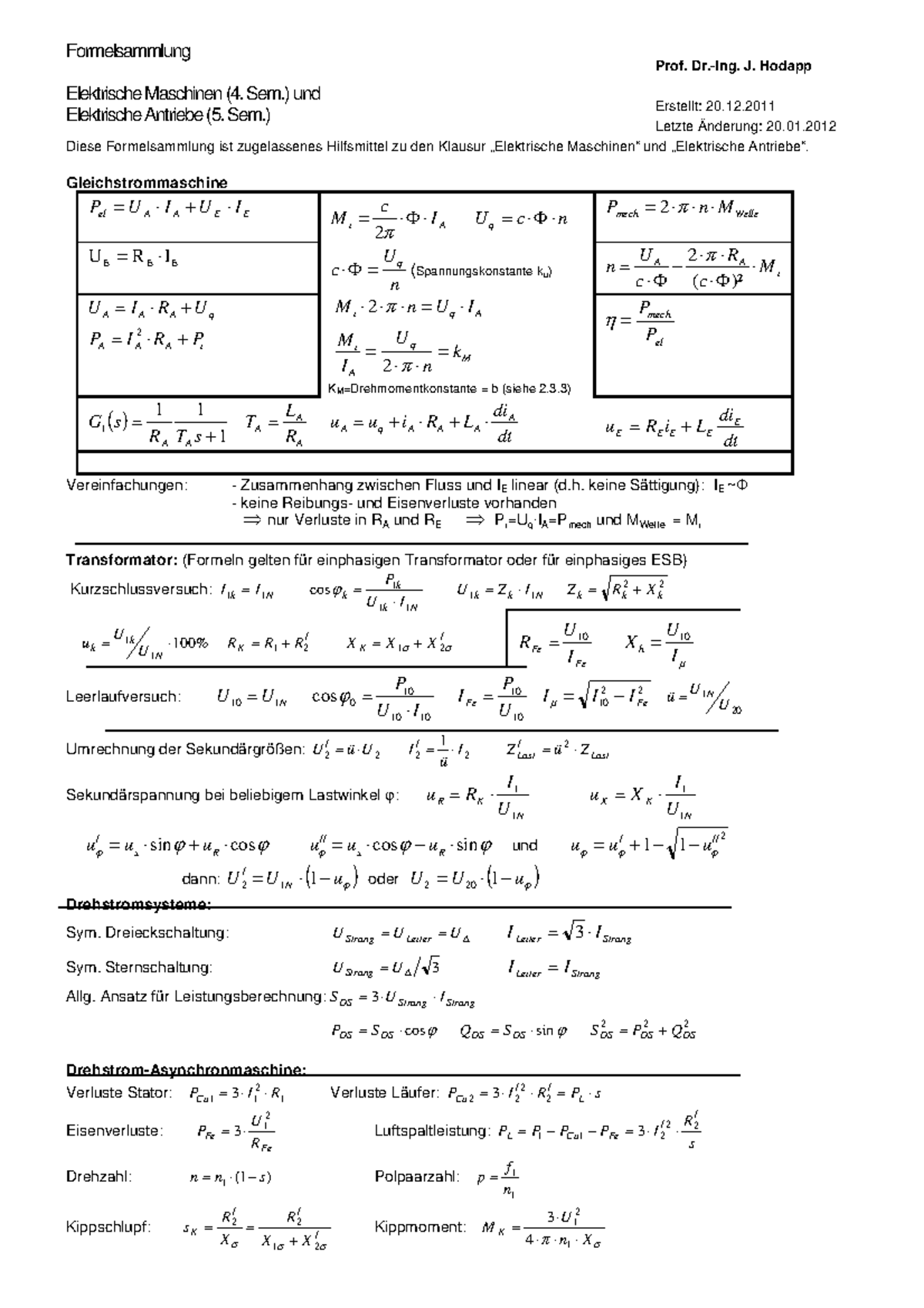 Formelzeichen Für Elektrische Maschinen – ZJKSL