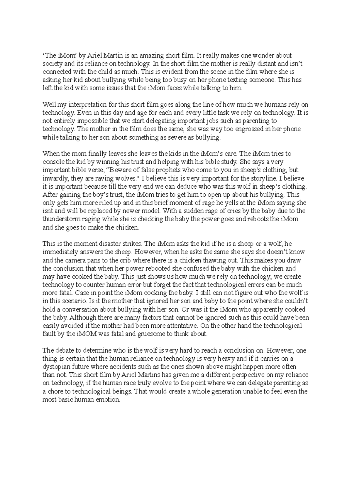 The i Mom - EN 112 Essay. - ‘The iMom’ by Ariel Martin is an amazing ...