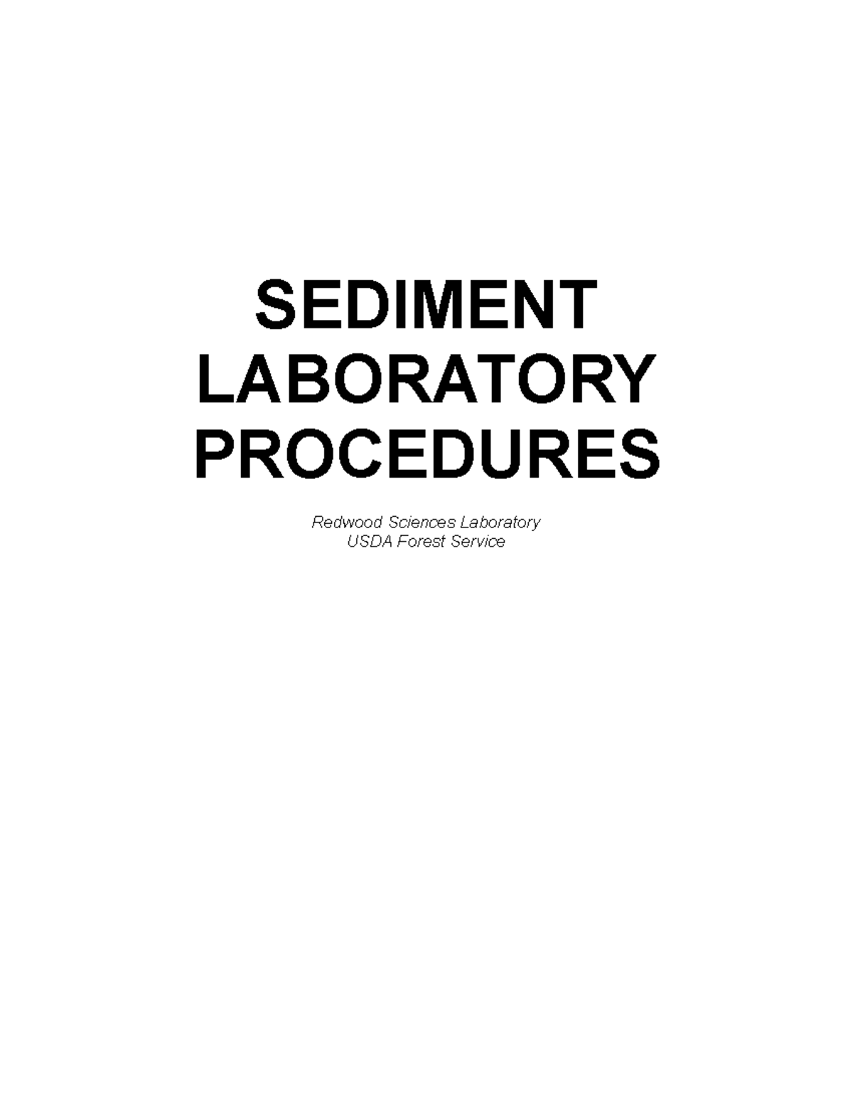 Environment sedlab manual 2 - SEDIMENT LABORATORY PROCEDURES Redwood ...