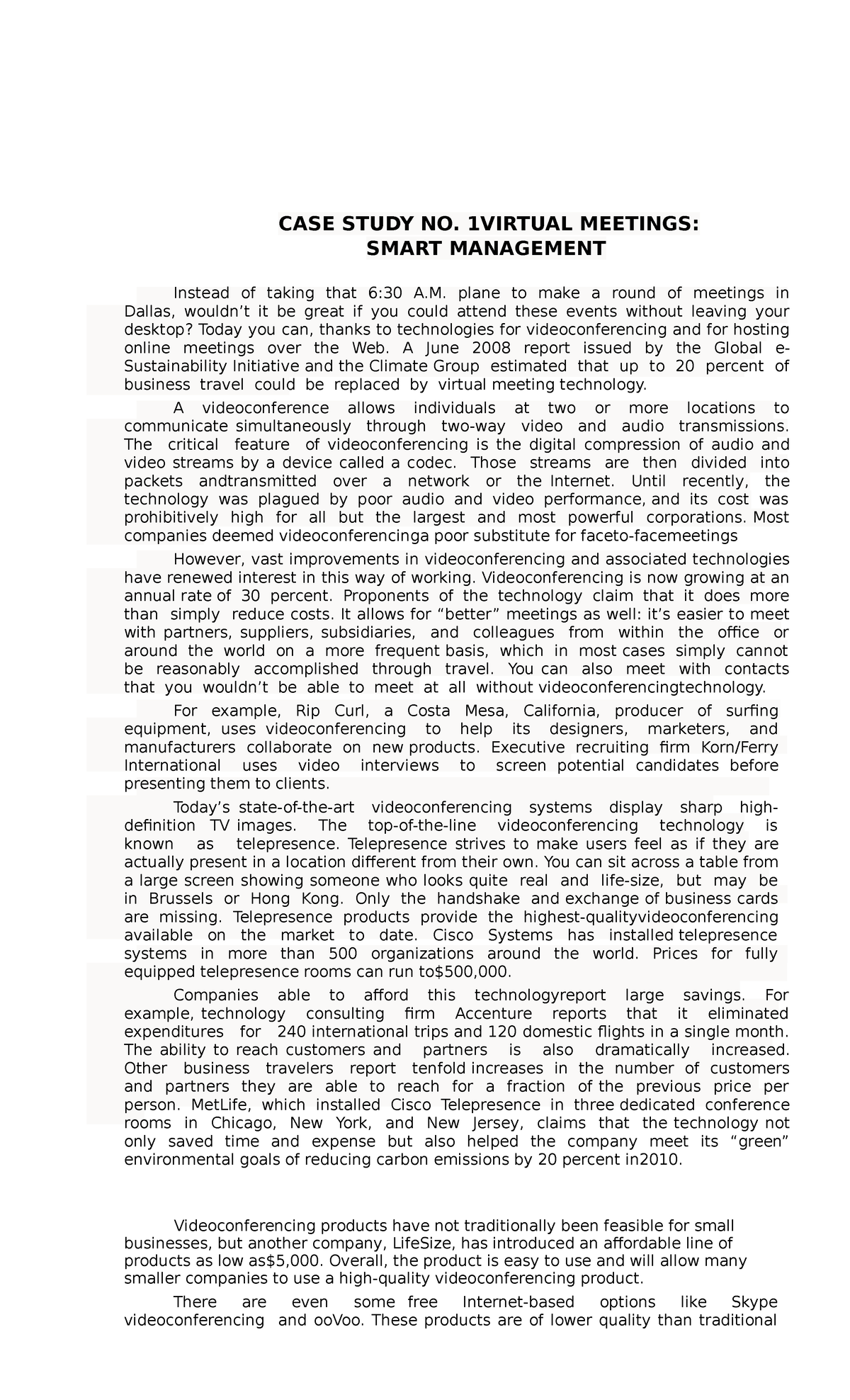 Virtual Meetings Smart Management - CASE STUDY NO. 1VIRTUAL MEETINGS ...