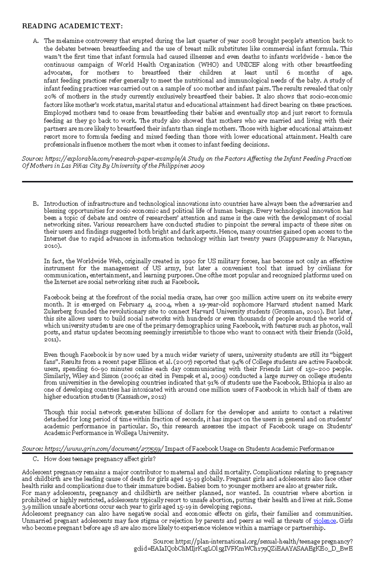 Reading Academic TEXT Lecture Notes 1 READING ACADEMIC TEXT A The