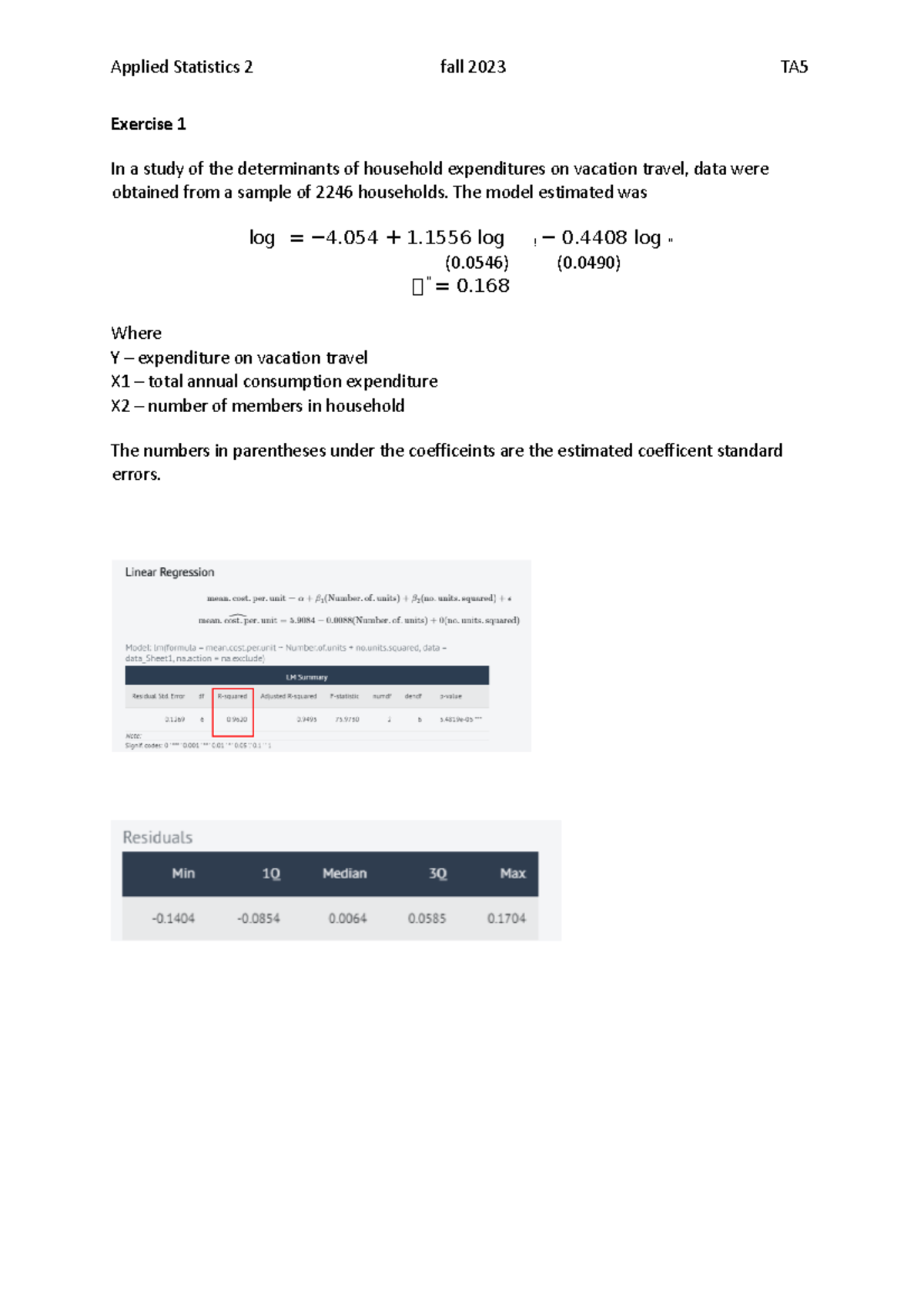 APS2 2023 TA5-1 - Ta sesion - Applied Statistics 2 fall 2023 TA Exercise 1 In a study of the ...