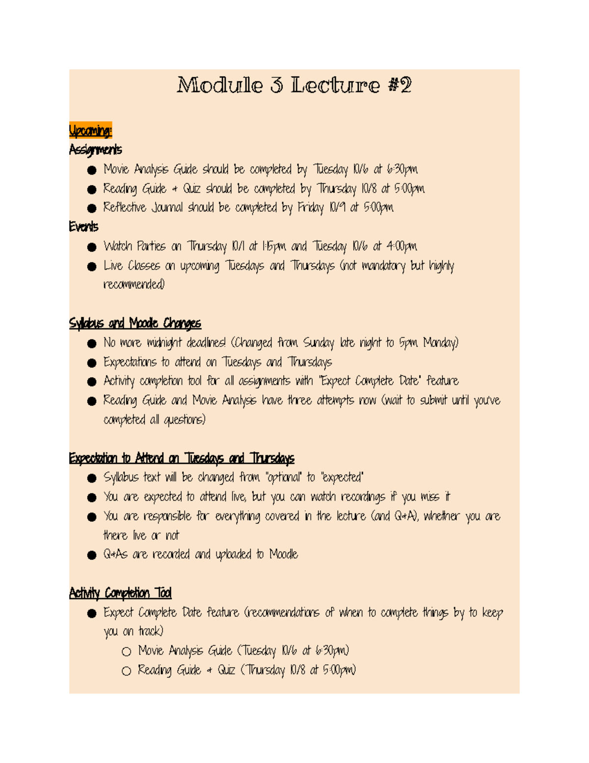 Module 3 Lecture 2 Notes Module 3 Lecture 2 Upcoming Assignments