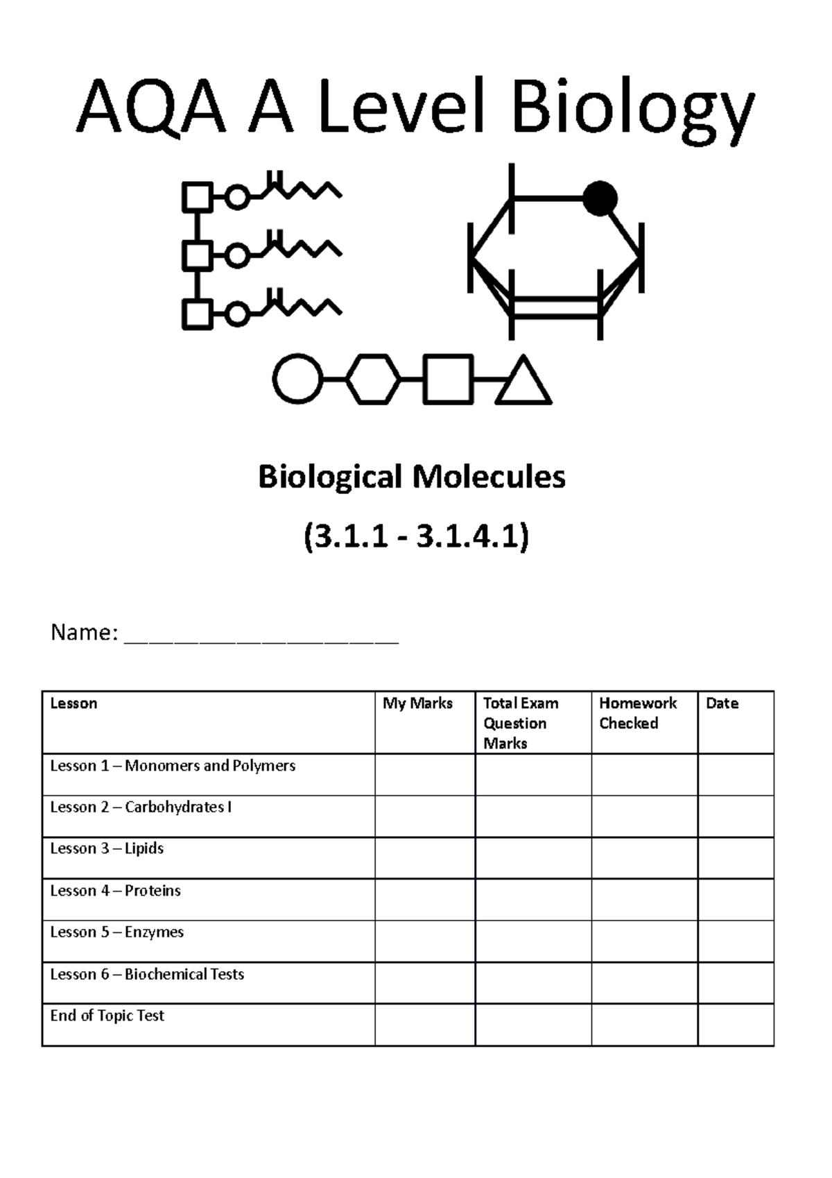 Bio-molecules - practice questions for biological molecules aqa a level ...