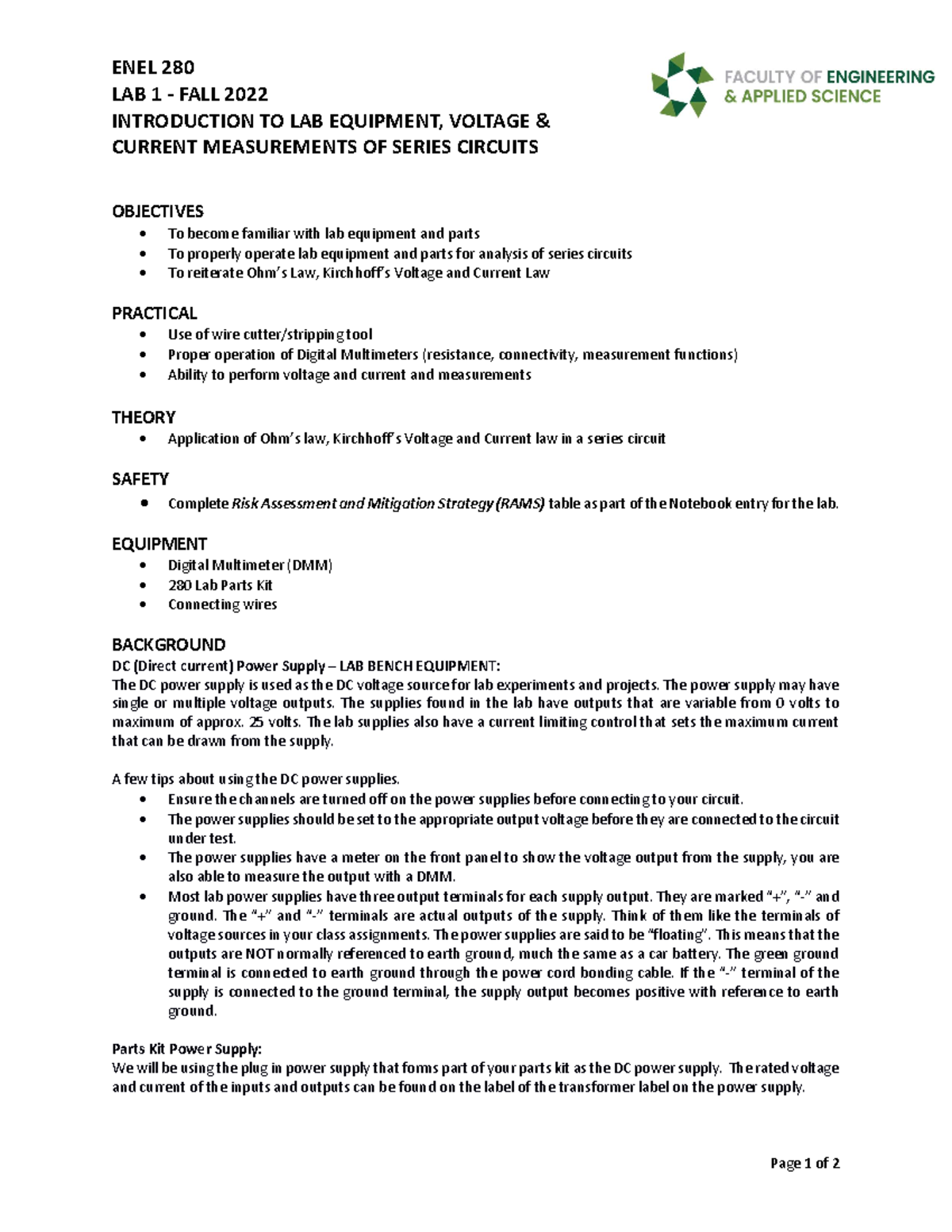 ENEL 280 Lab 1 - Lab 1 Outline - ENEL 280 LAB 1 - FALL 2022 ...