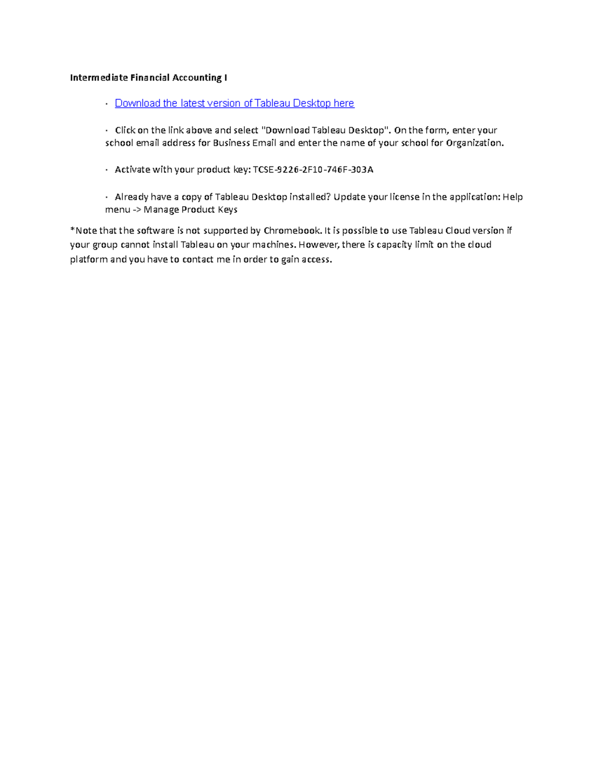 Tableau Download Instructions - Intermediate Financial Accounting I ...