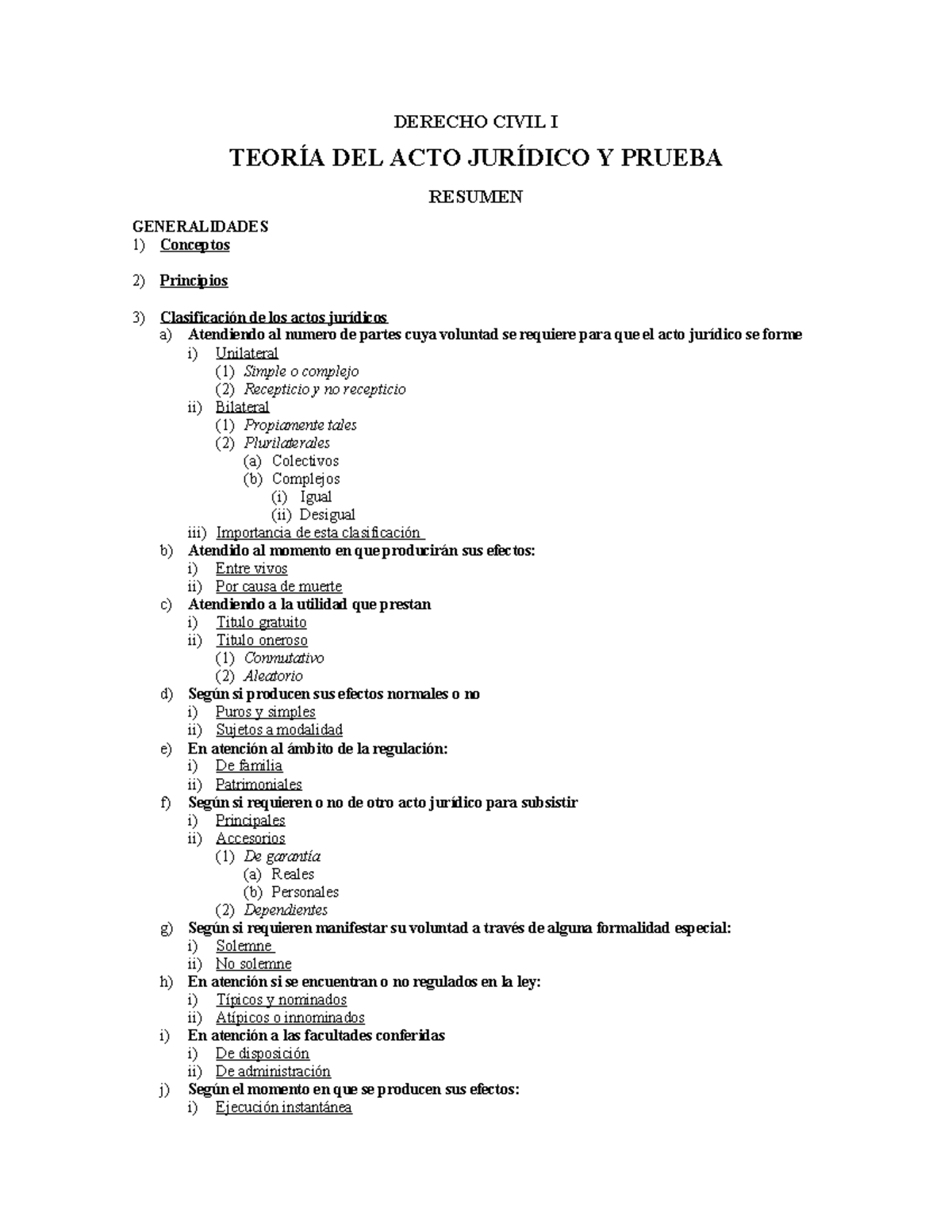 2. Resumen Teoria DEL ACTO JURÍDICO Y Prueba completando 2024 - DERECHO ...