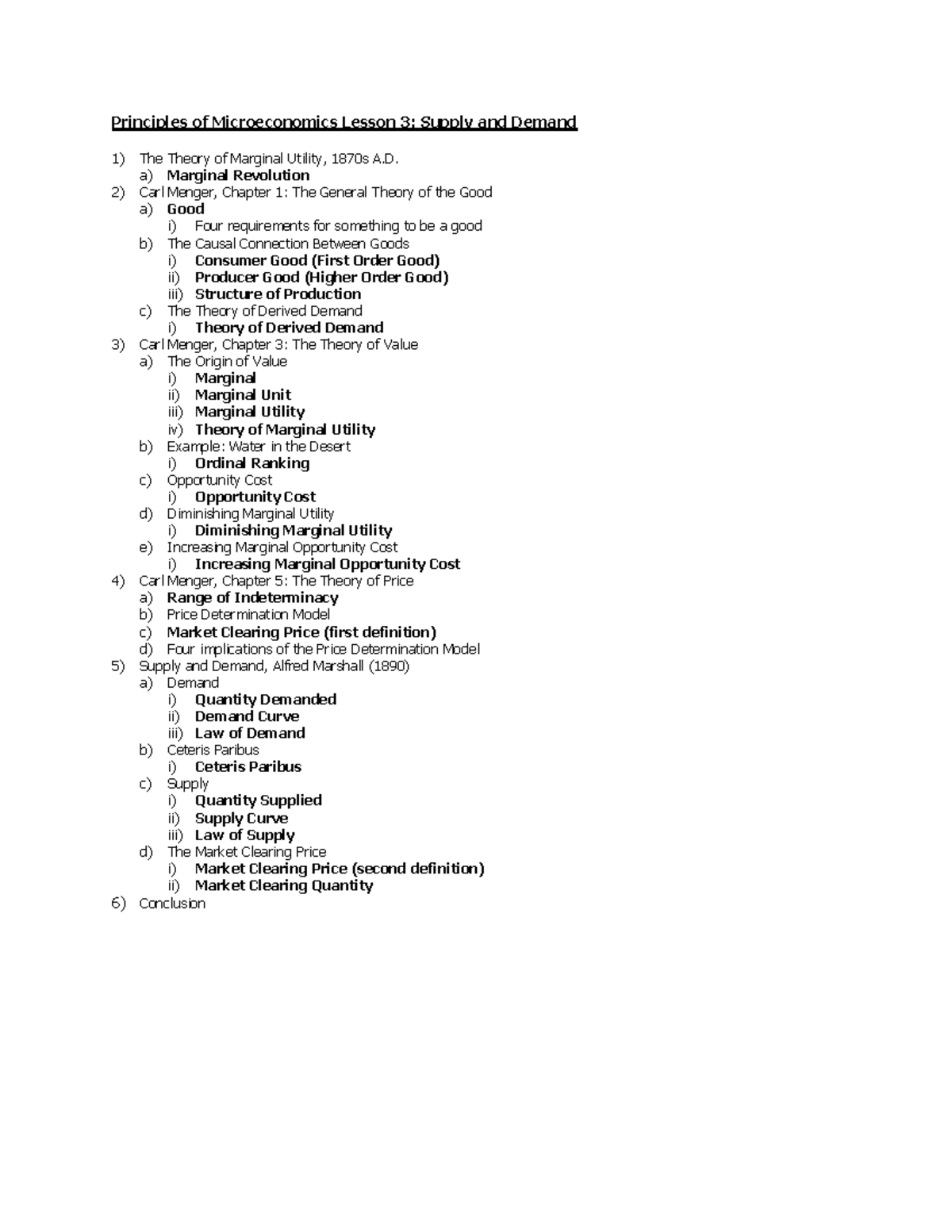 Microeconomic Principles Lesson 3 - Supply and Demand - Outline ...