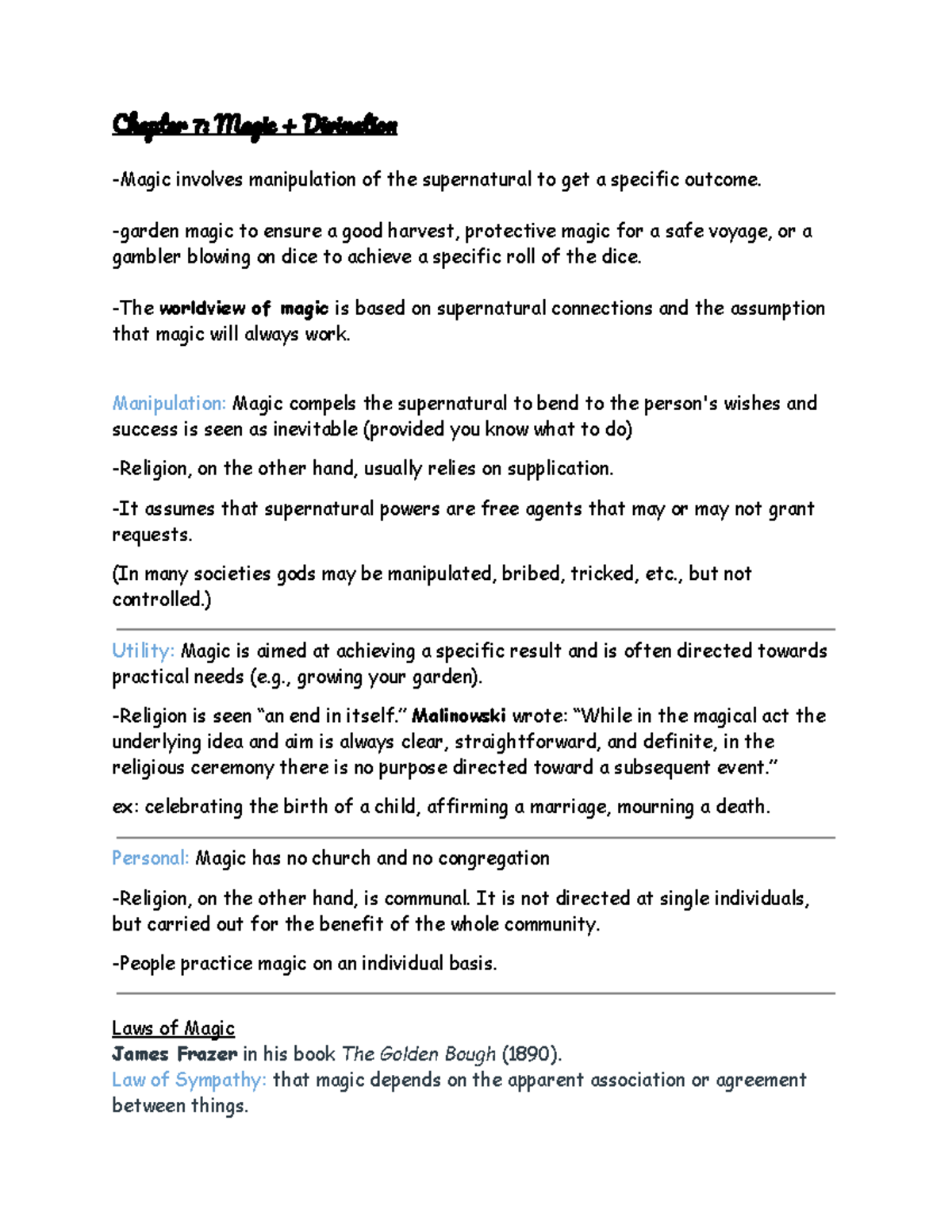 Anthro 021 Chapter 7 Magic + Divination - Chapte 7: Magi + Divinatio ...