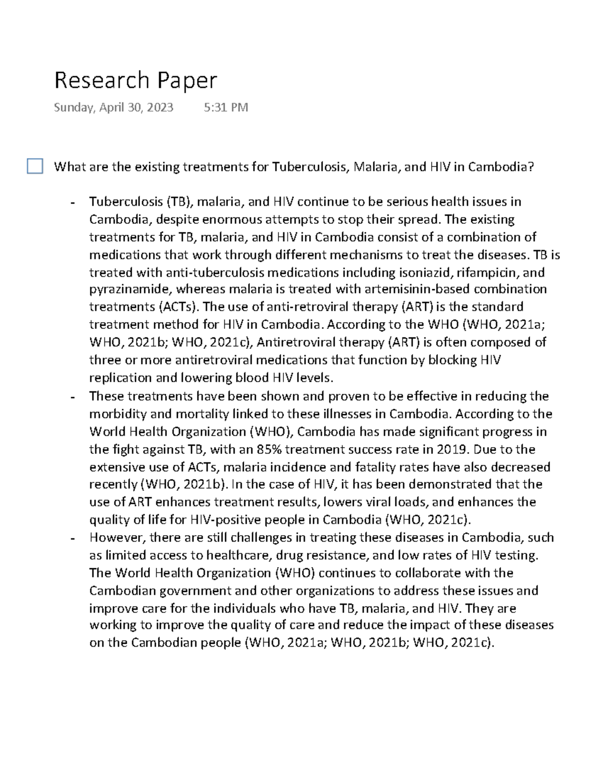 Research Paper - Jehi - What are the existing treatments for ...