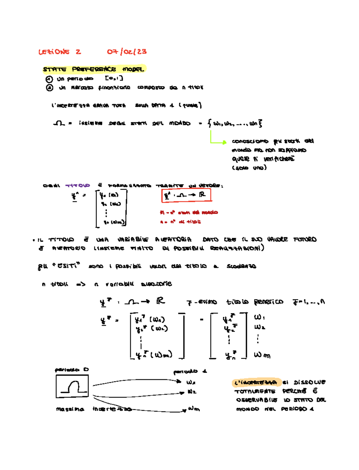 Appunti Metodi Quantitativi - LEZIONE 2 07 02 23 STATE PREFERENCE Model ...