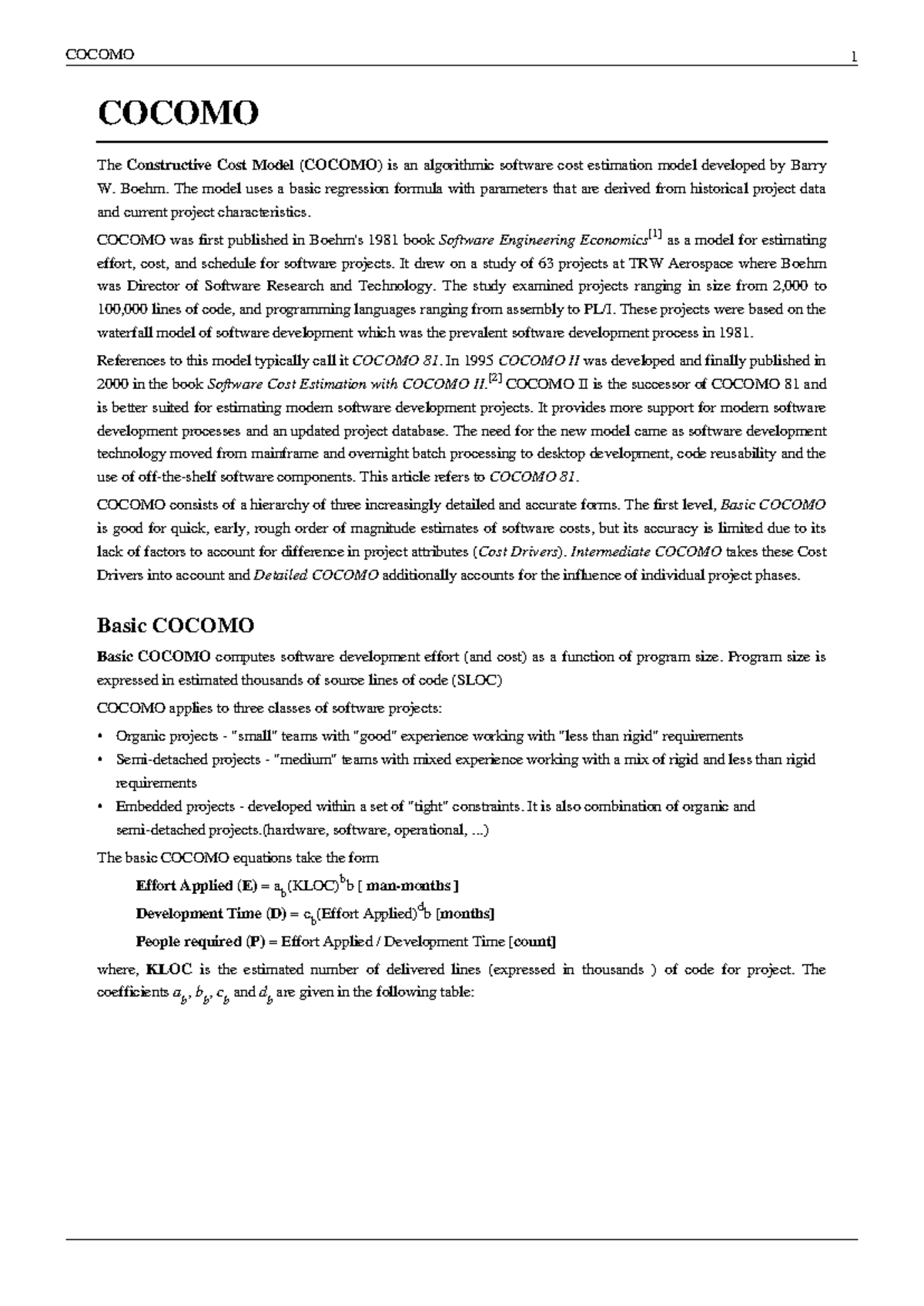 Cocomo - Note - COCOMO The Constructive Cost Model (COCOMO) is an algorithmic software cost ...