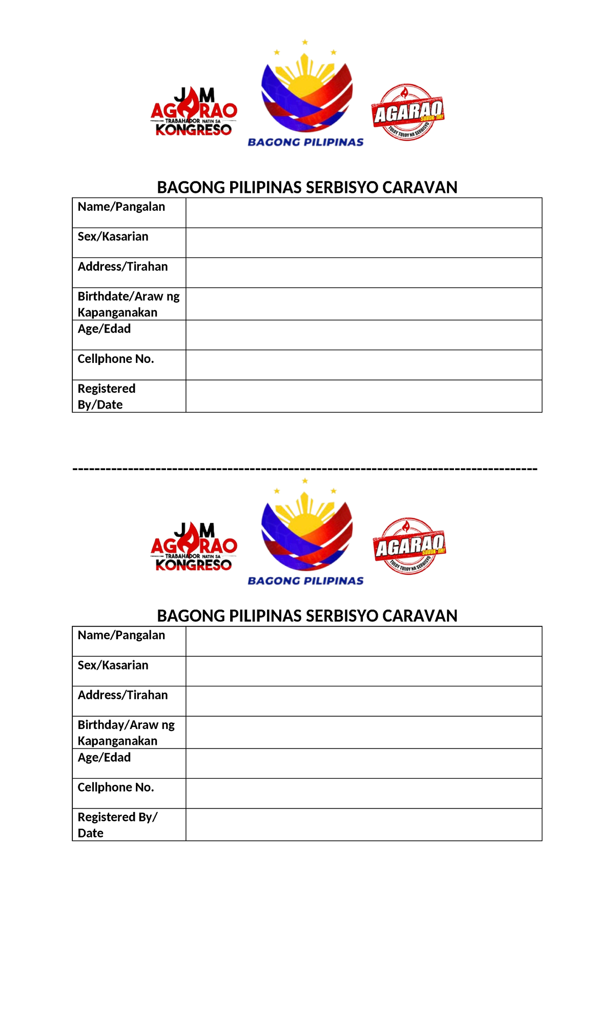 FORM Bagong- Pilipinas- Serbisyo- Caravan - Home Econmomics - BAGONG ...
