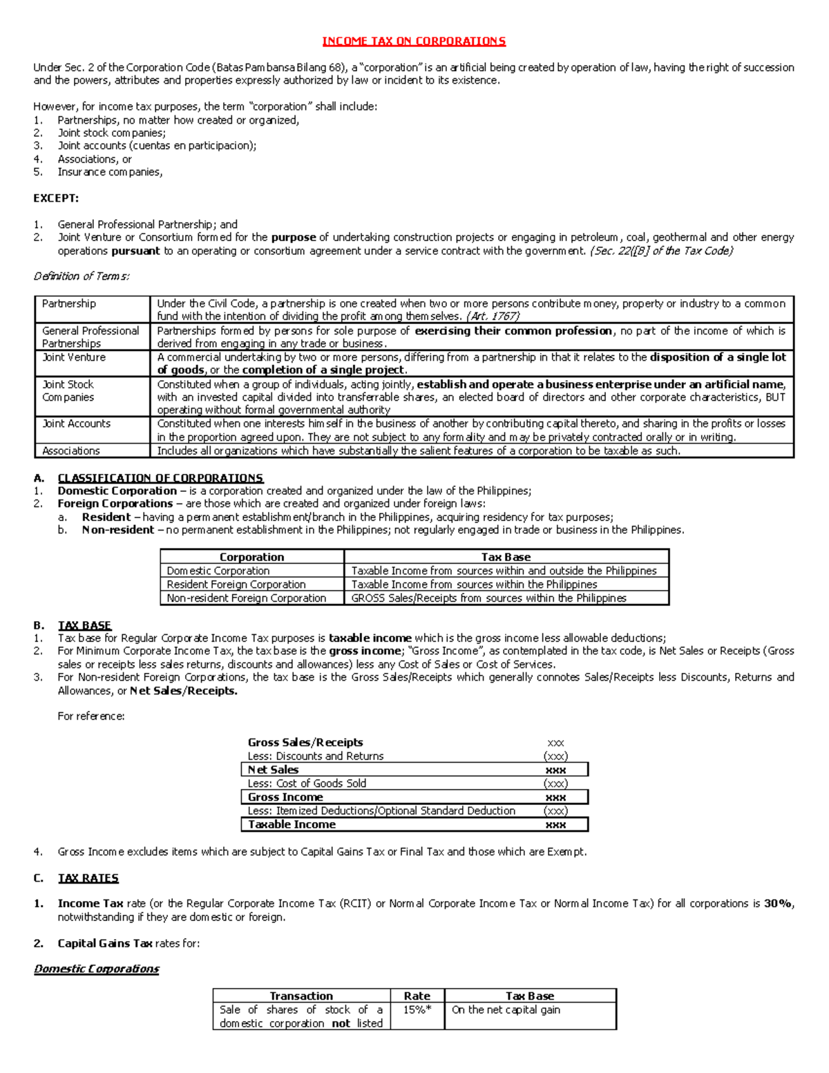 3 - escra mami - INCOME TAX ON CORPORATIONS Under Sec. 2 of the ...