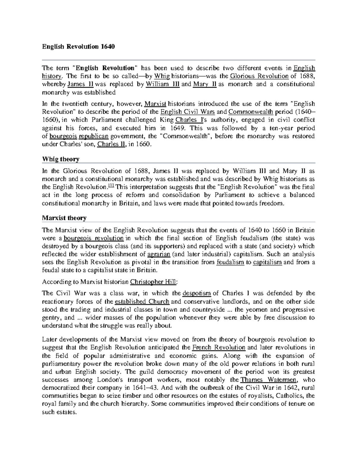 1626188649 - Summary Ba Honours History - English Revolution 1640 The ...
