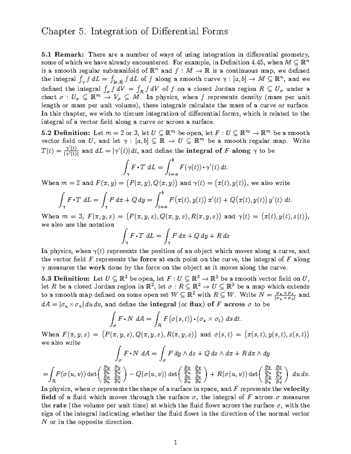 Chap5Differential Forms - Chapter 5. Integration of Differential Forms ...