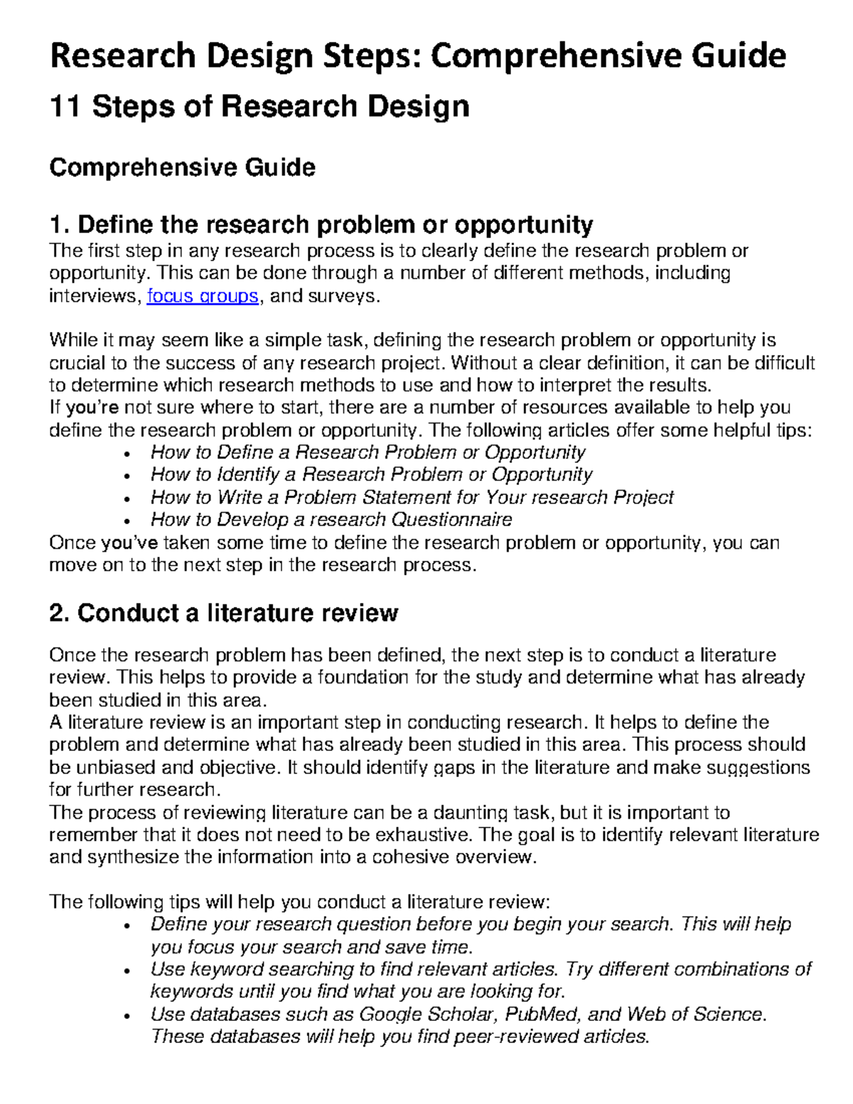 Research Design Steps- Comprehensive Guide - Define the research ...