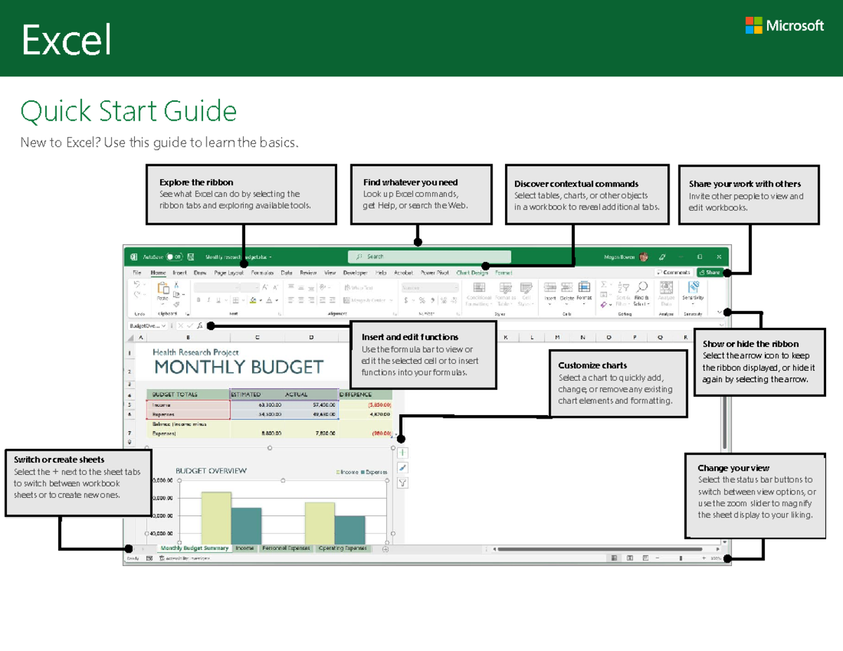 Excel QUICKSTART GUID - Quick Start Guide New to Excel? Use this guide ...
