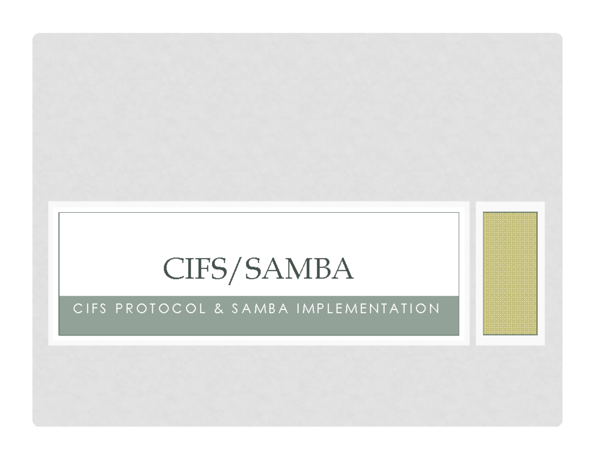 CIFS - CIFS - • - Studocu