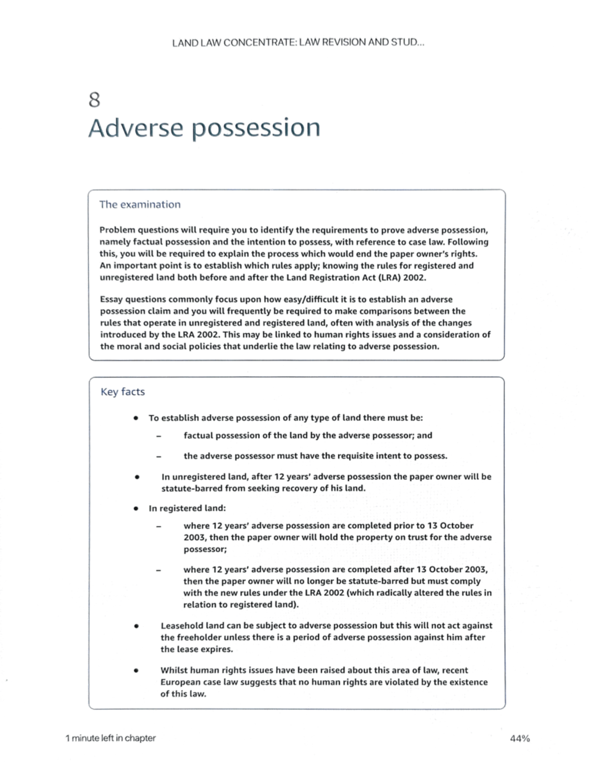 Adverse Possession - property law - Studocu