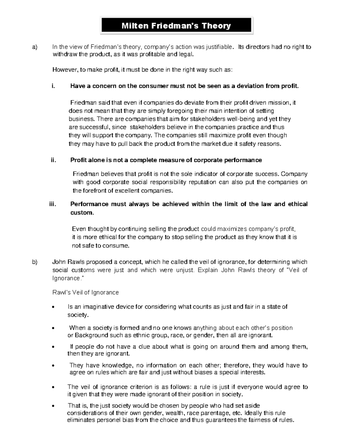 CRG650 - Quick Notes - Summary chapter 2 business ethics - a) In the ...