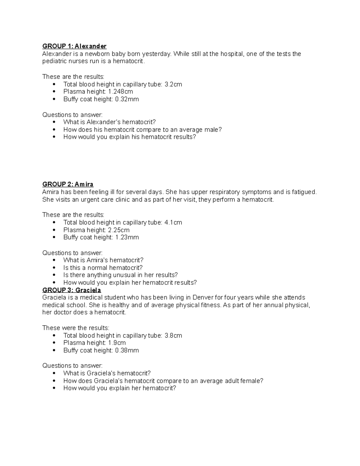 Hematocrit examples - BSCI202 HUMAN ANATOMY GOOGLE WORK - GROUP 1 ...