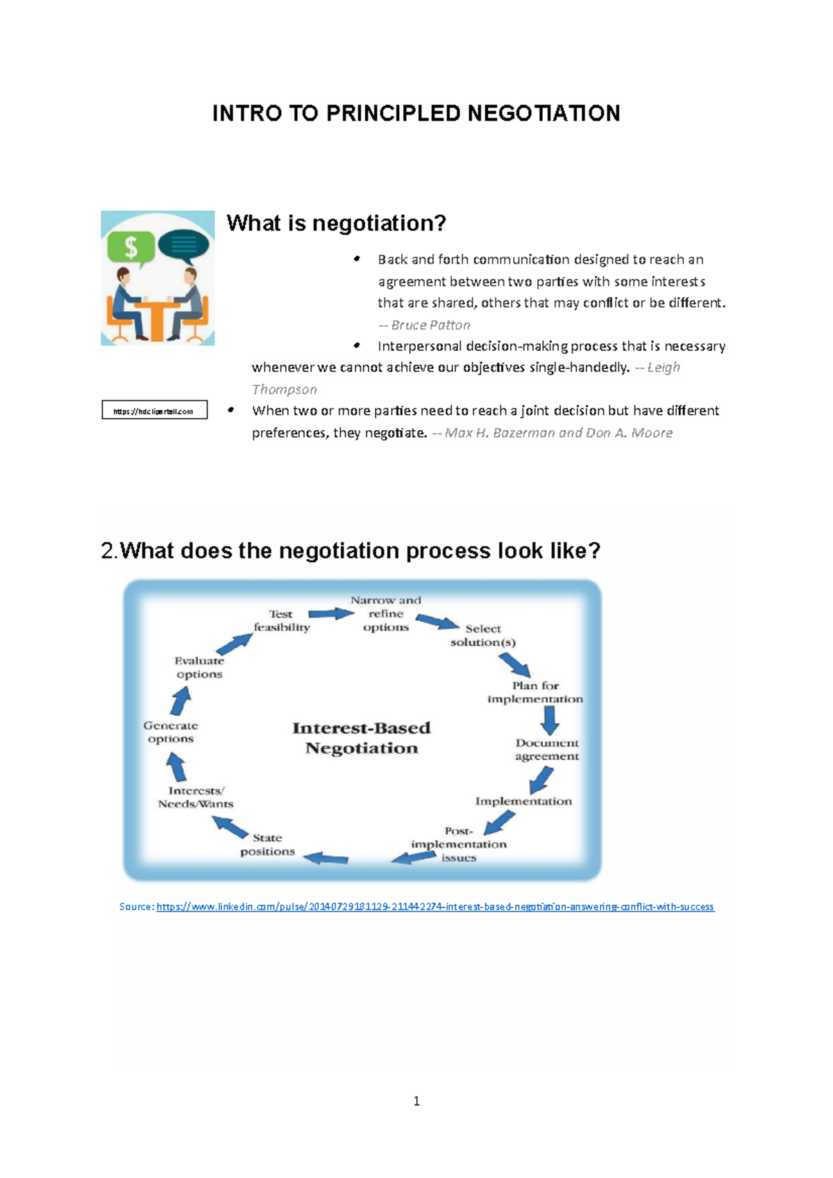 Intro to Principled Negotiation notes Sep2020 - INTRO TO PRINCIPLED ...