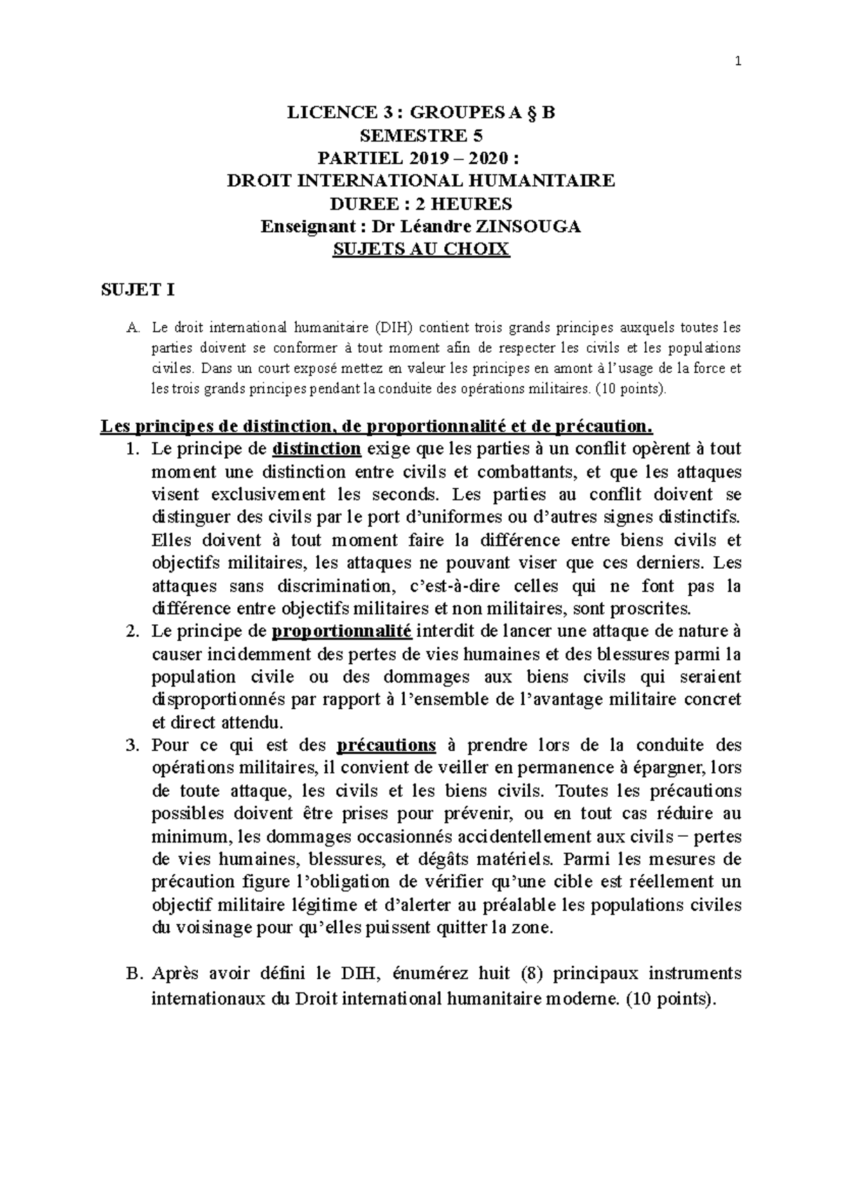 Corrige TYPE DIH L3 2020 - Droit - Studocu