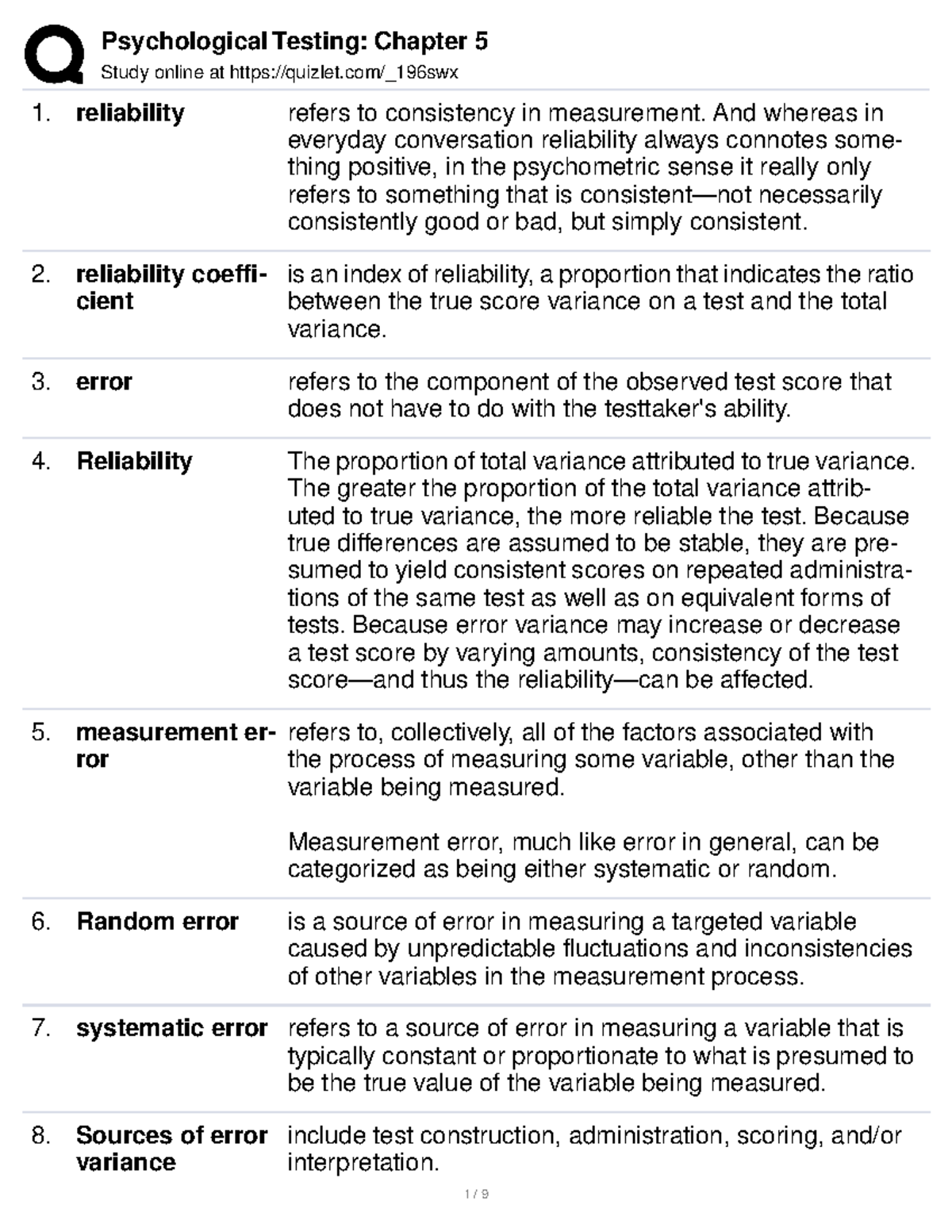 Reliability - Study online at quizlet/_196swx reliability refers to ...