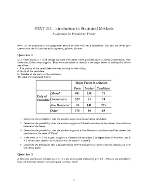 Assignment 1 - Background knowledge - Stat 245.3 - Studocu