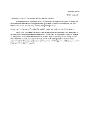 IDS100 module 6 - 100 - Module 6 Short Answer Briana Labounty June 12 ...