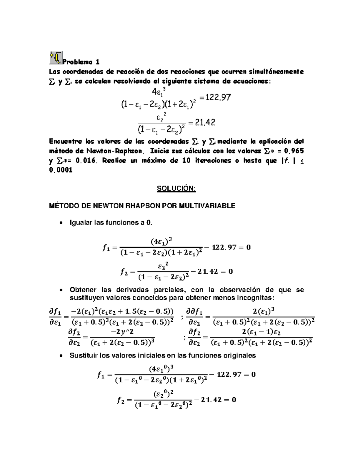 Ejercicios Newton Rhapson Multivariable - Problema 1 Las coordenadas de ...