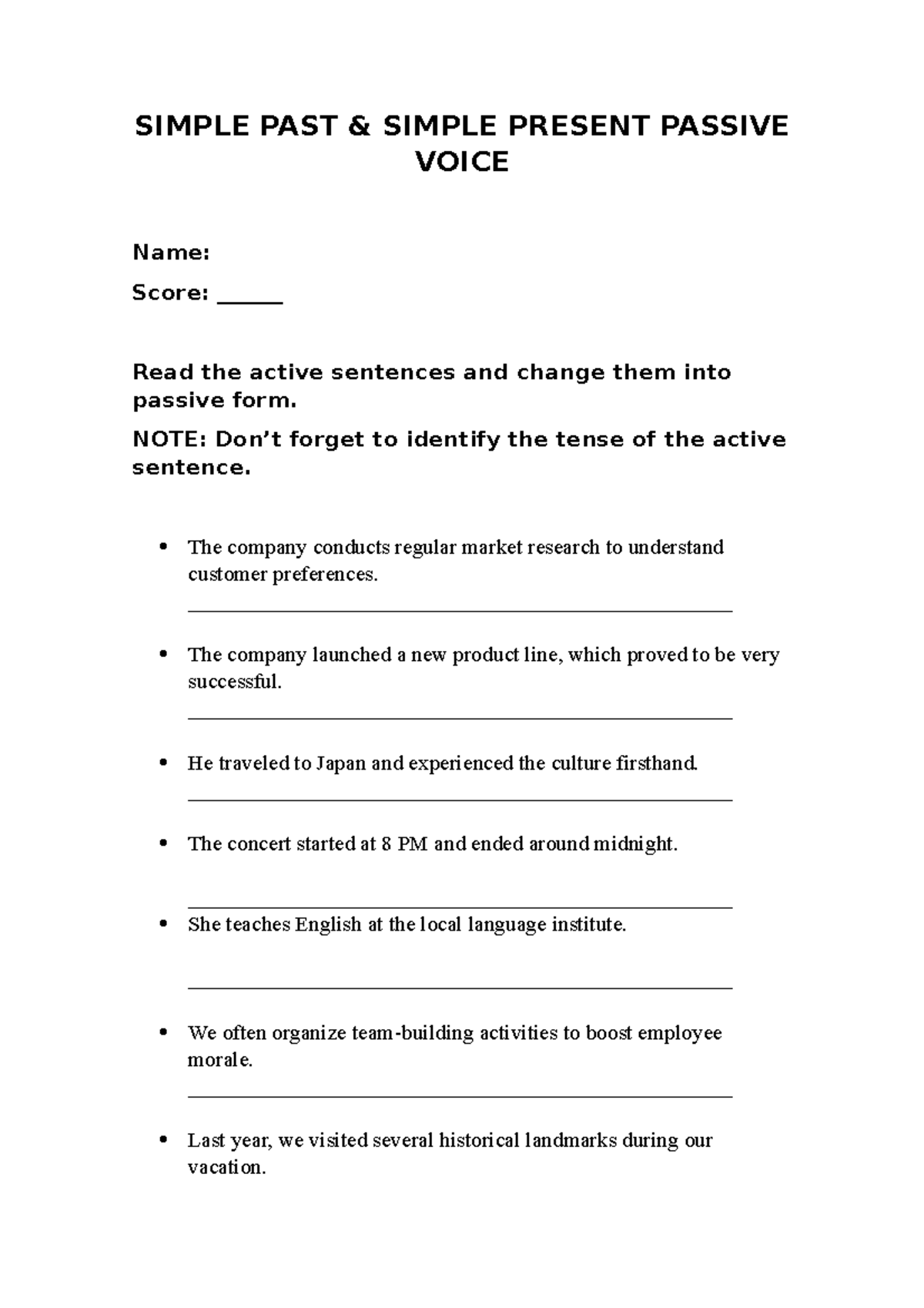 S Present AND S PAST Passive Voice - SIMPLE PAST & SIMPLE PRESENT ...