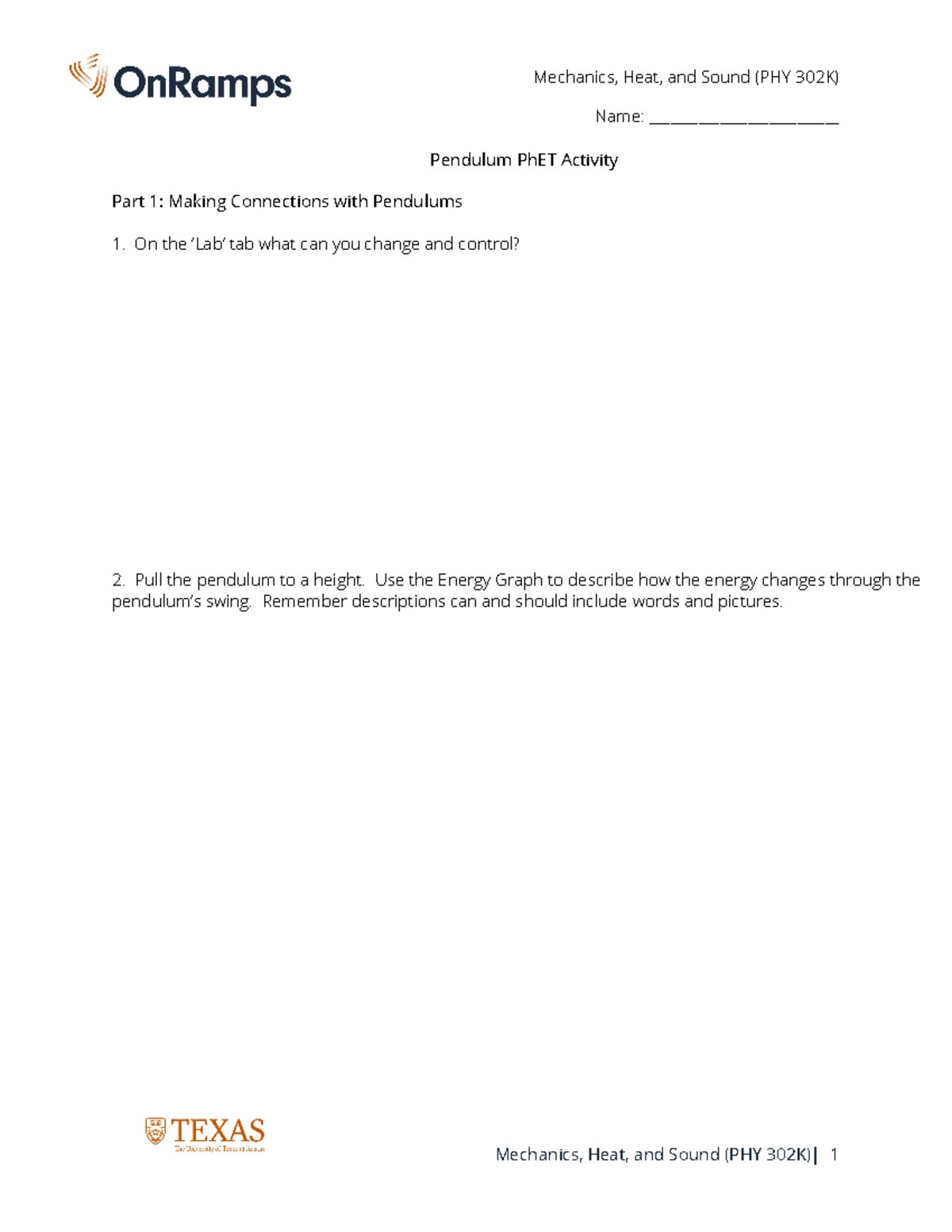 7 1 1 1 - 7.1.1.1 - Name: ___________________________ Pendulum PhET ...