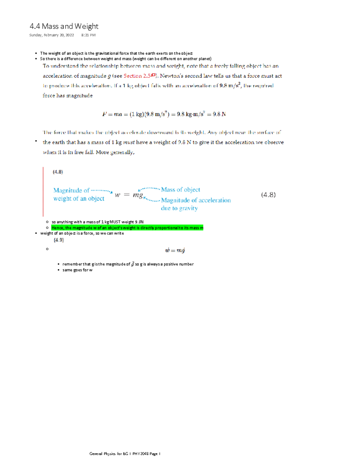 Mass and Weight - The weight of an object is the gravitational force ...