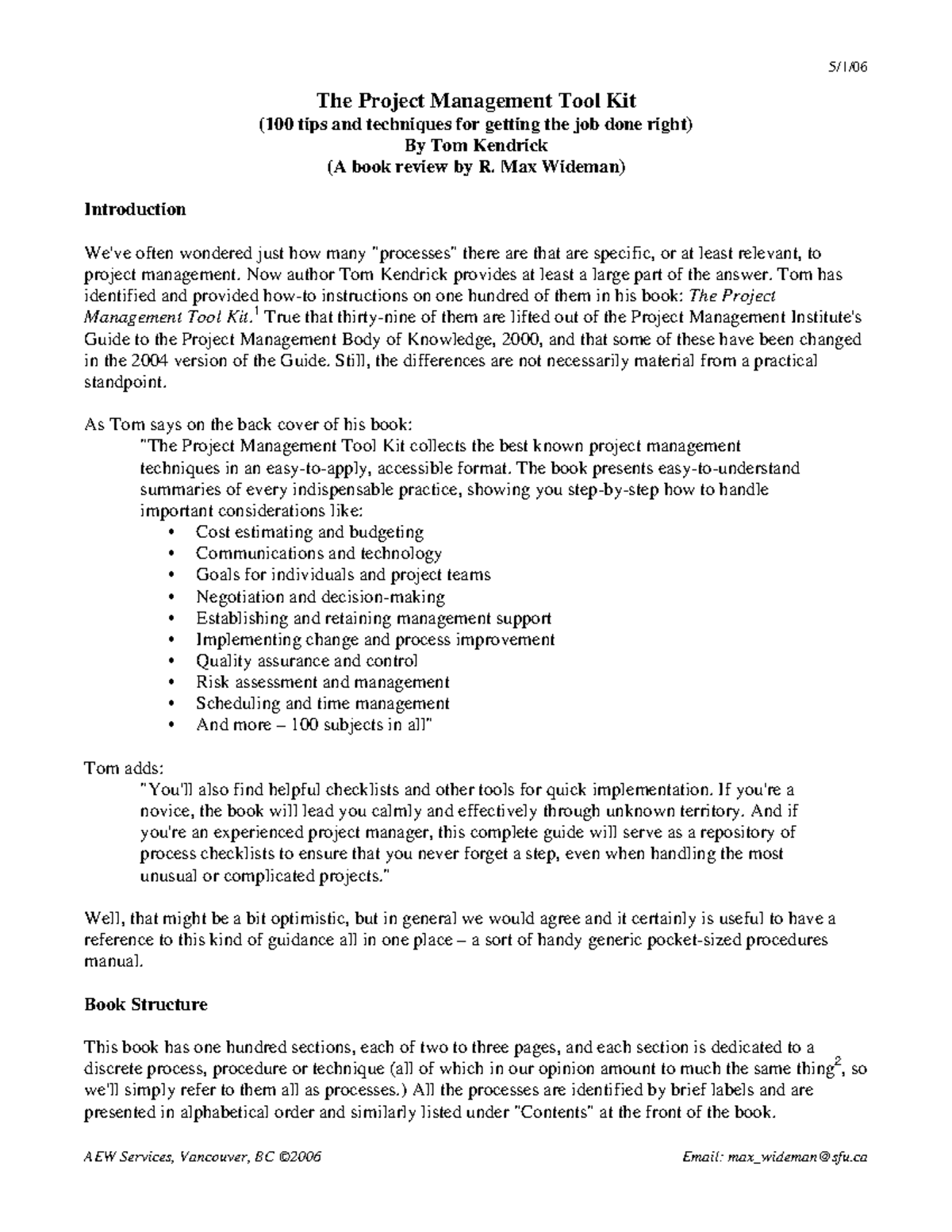 Toolkit - The Project Management Tool Kit (100 tips and techniques for ...