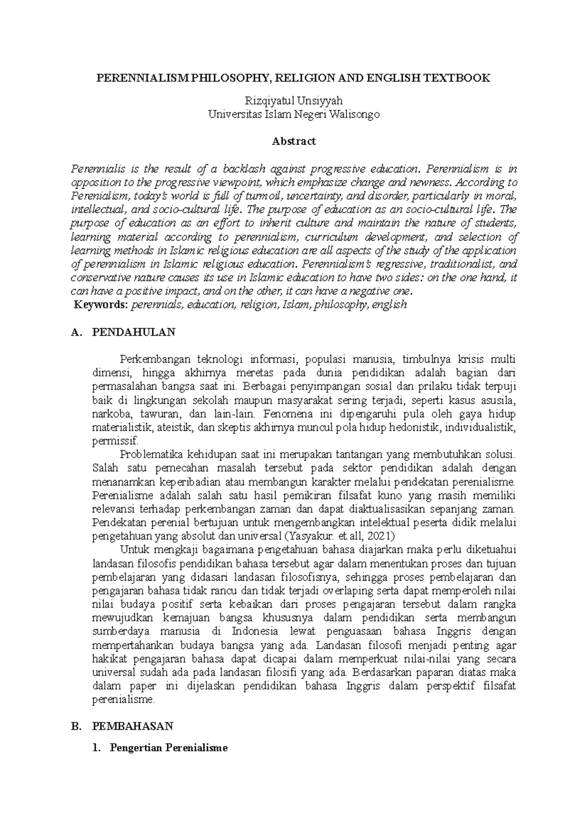 Perennialism Philosophy, Religion AND English - PERENNIALISM PHILOSOPHY ...