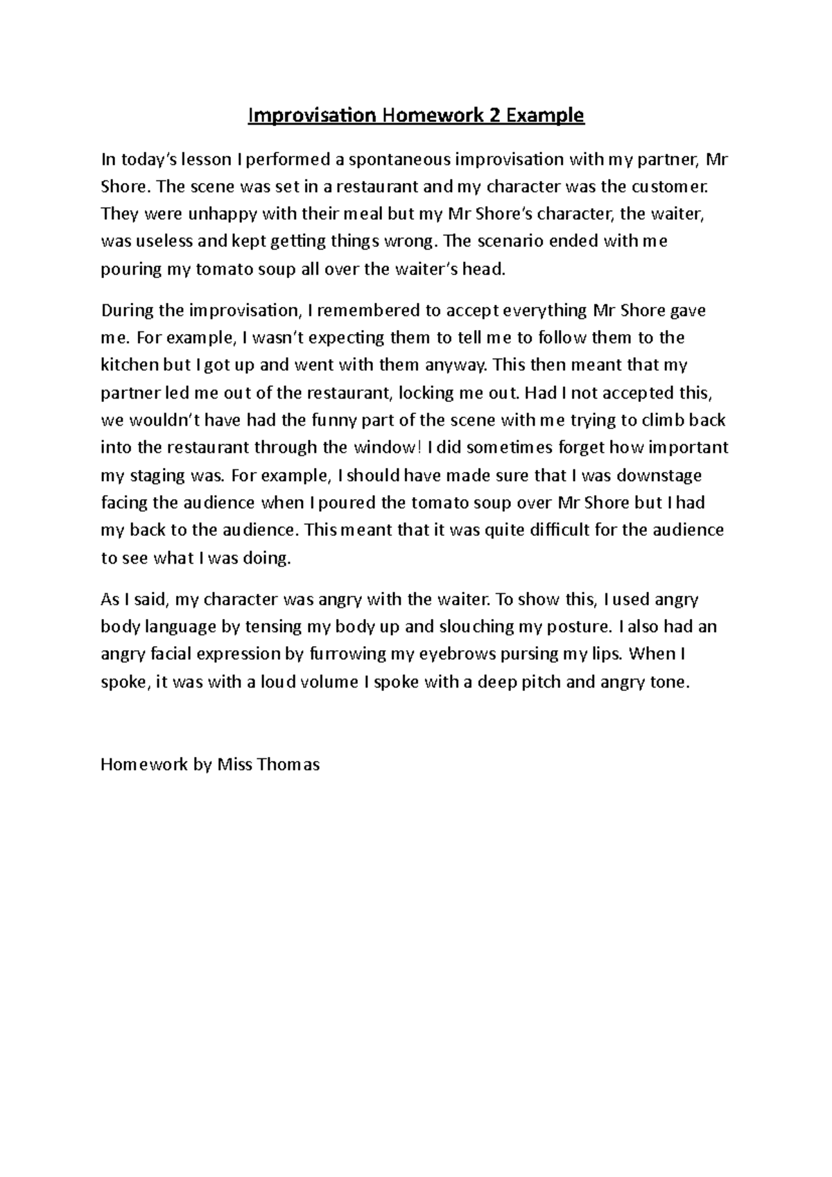 Improvisation Homework 2 Example - Improvisation Homework 2 Example In ...