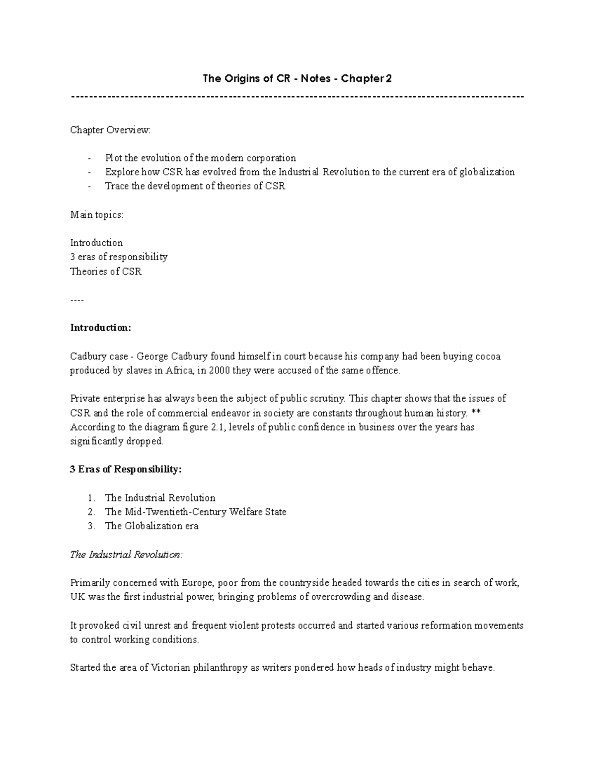 CR Textbook Notes - The Origins of CR - Notes - Chapter 2 - Chapter ...