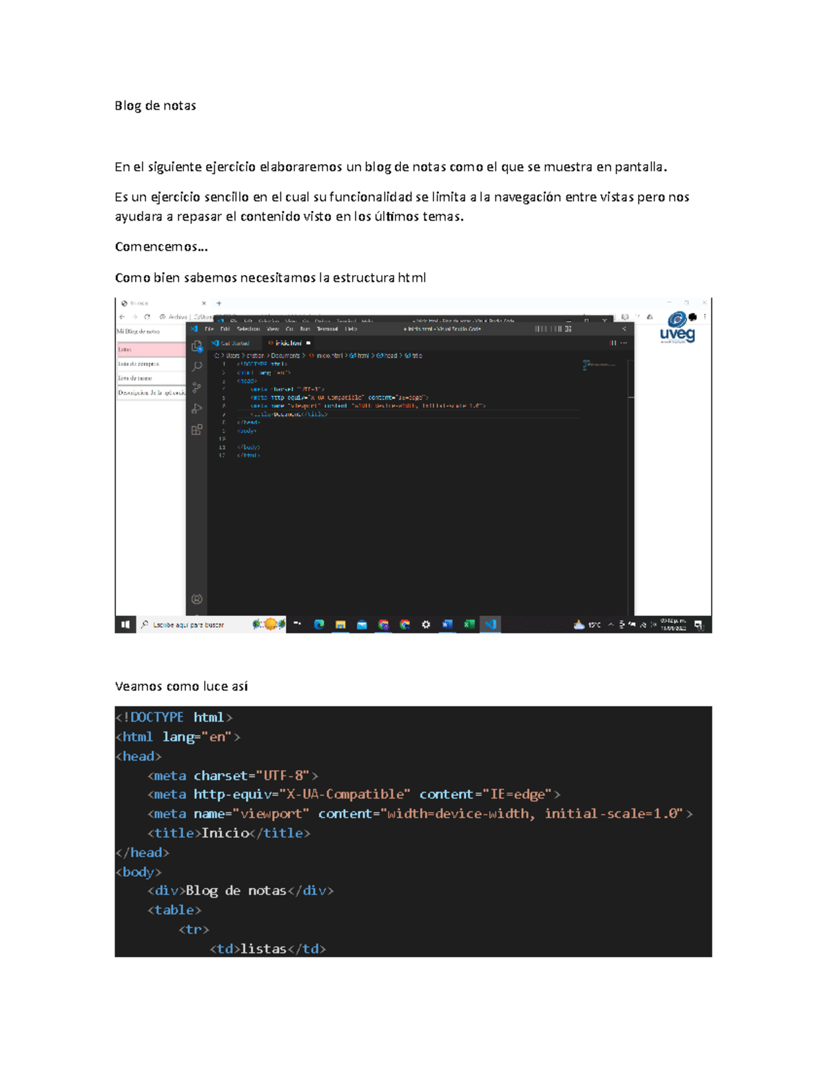 Videos de html - UVEG - Blog de notas En el siguiente ejercicio ...