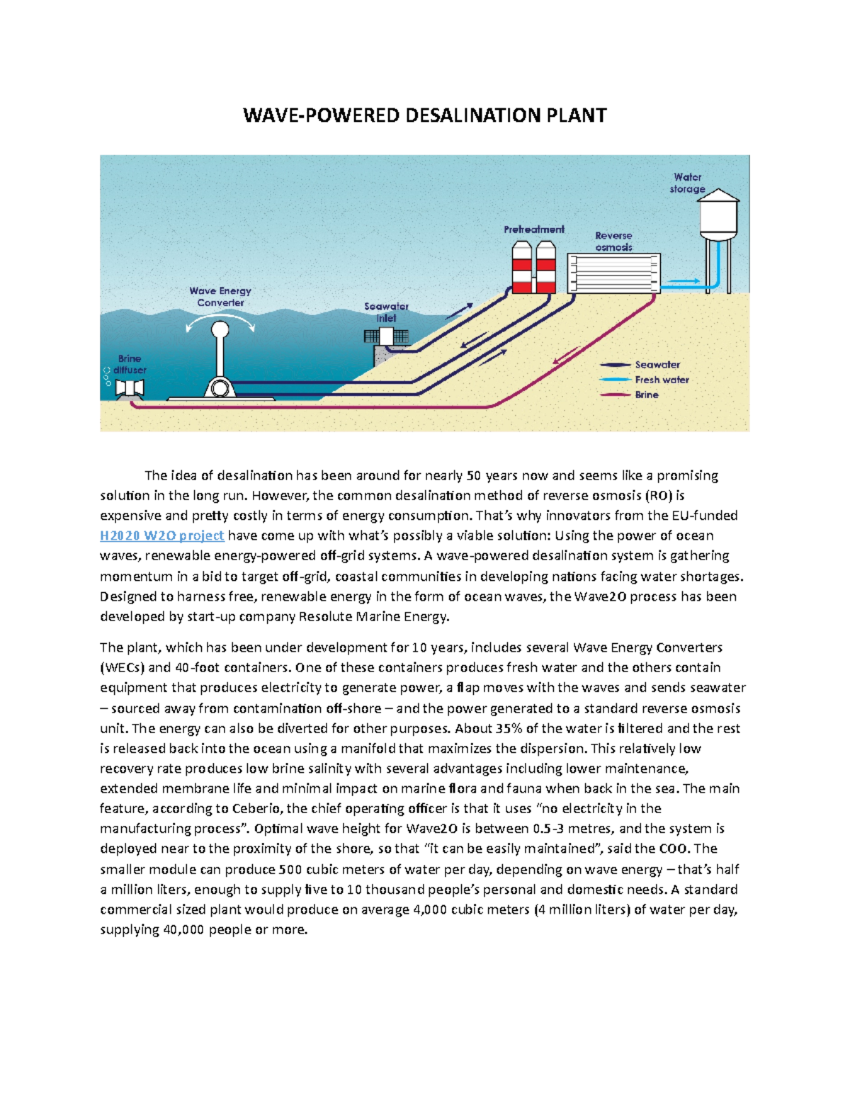 Document (13) - Can help student - WAVE-POWERED DESALINATION PLANT The ...