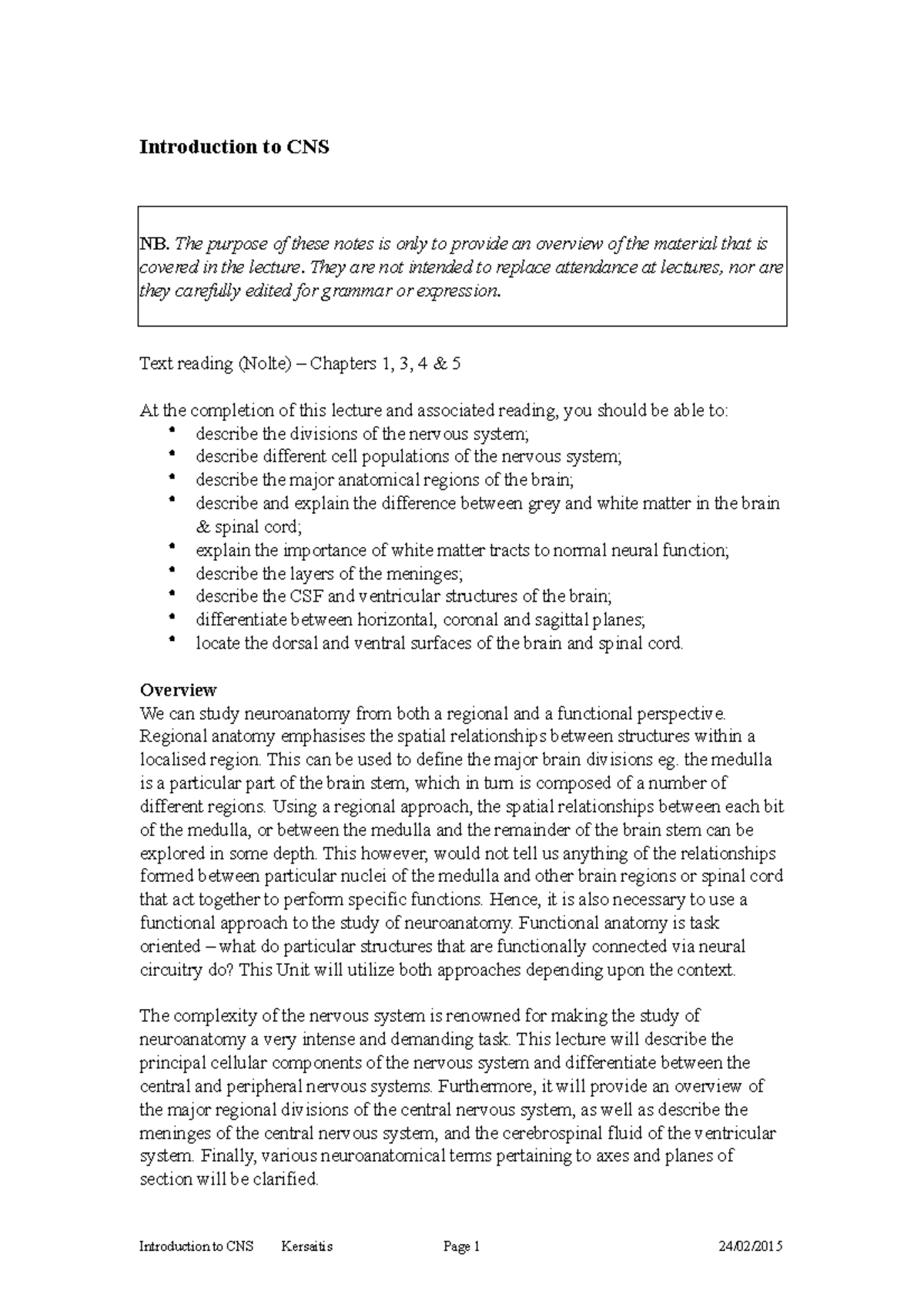 01 - Introduction to CNS - Introduction to CNS NB. The purpose of these ...