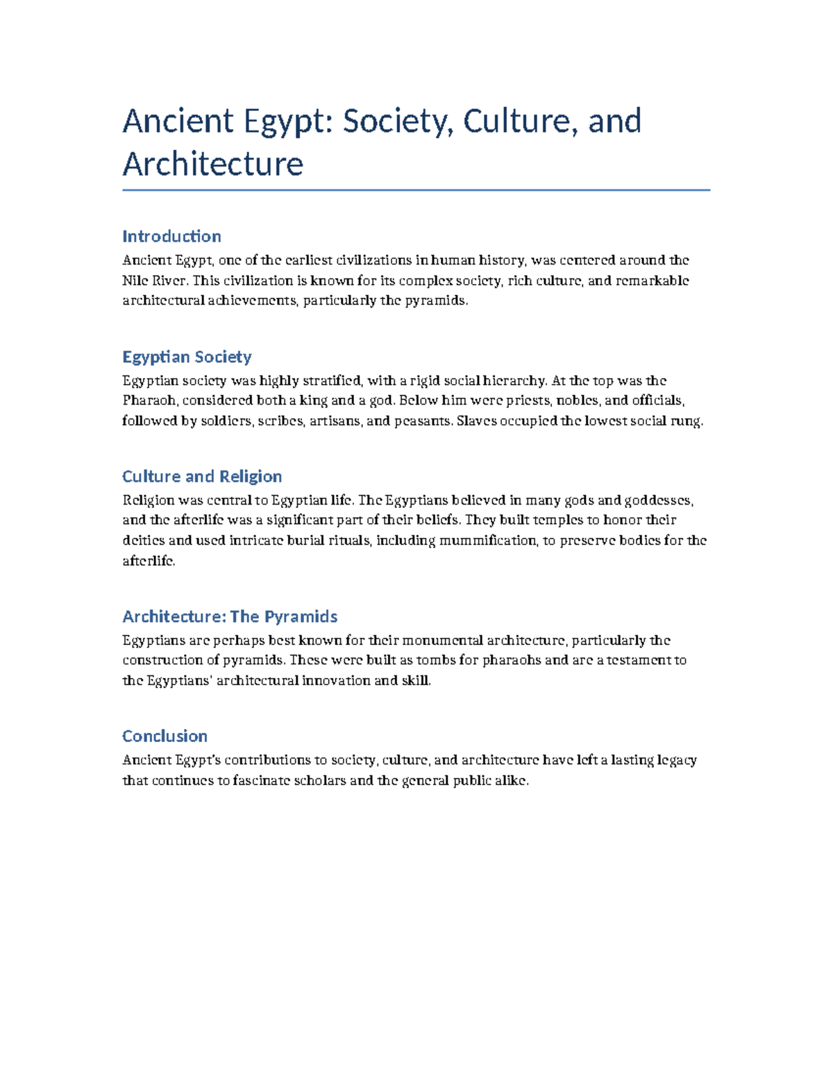 Ancient Egypt Report - eso - Ancient Egypt: Society, Culture, and ...