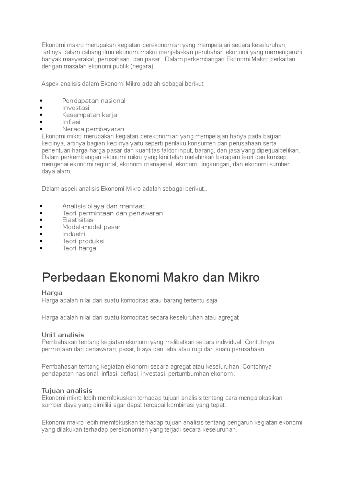 Perbedaan ekonomi makro dan mikro - Ekonomi makro merupakan kegiatan perekonomian yang ...