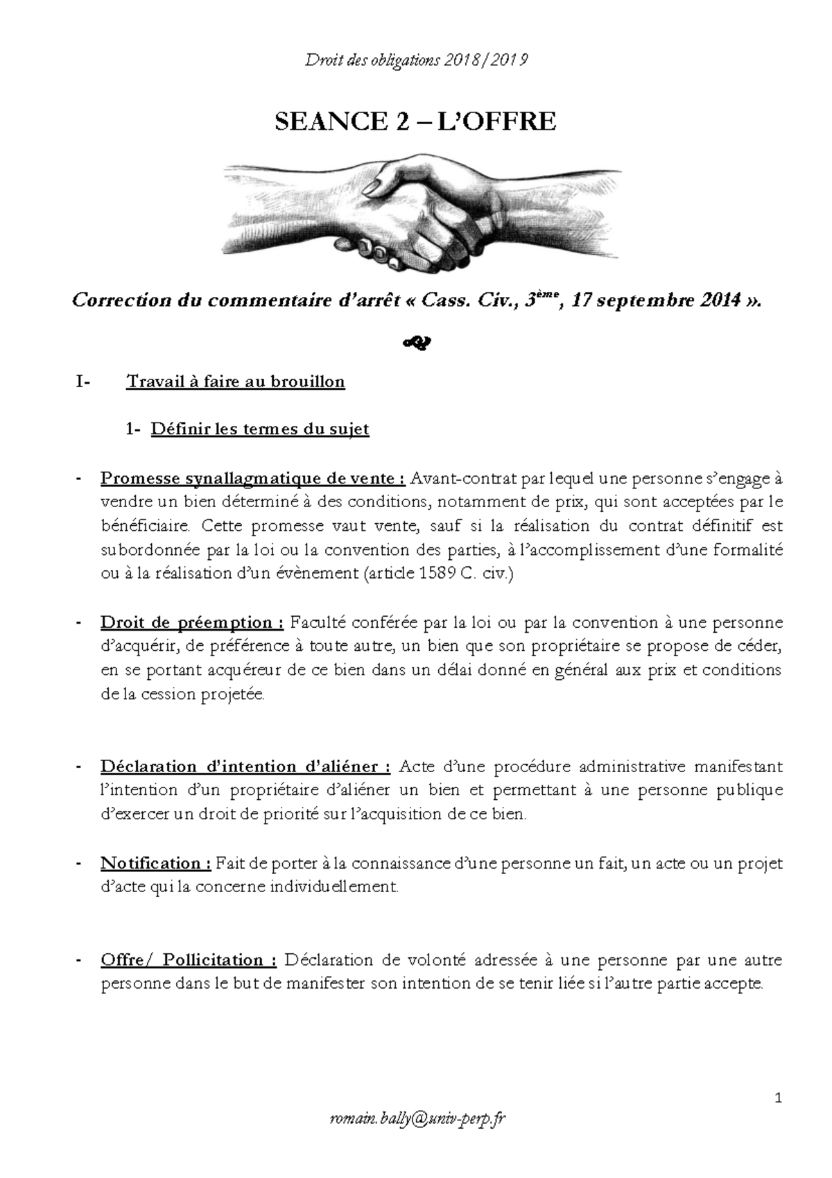 Seance 2 – L’ Offre - Arrêt cour de cassation - 1 SEANCE 2 – L’OFFRE ...