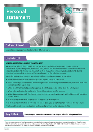 MSC infosheet personal statement - Medical schools use personal ...