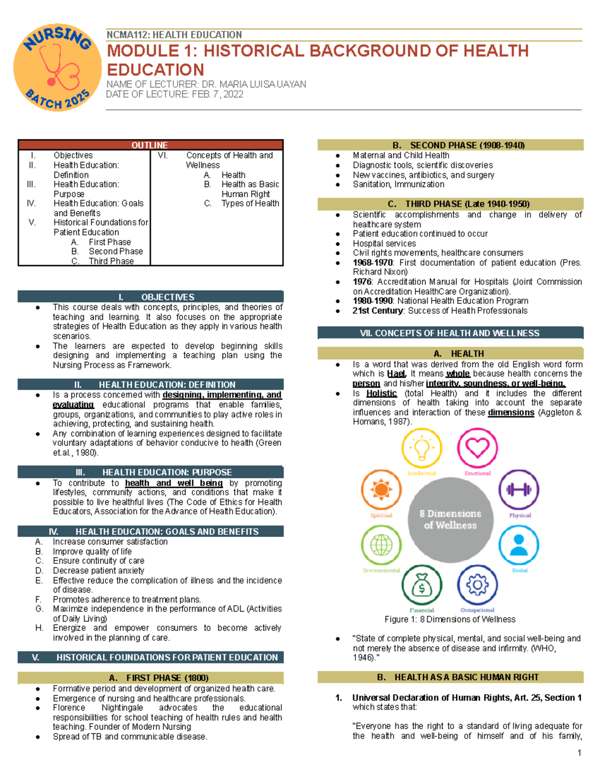 Historical Background in HE - NCMA112: HEALTH EDUCATION MODULE 1 ...