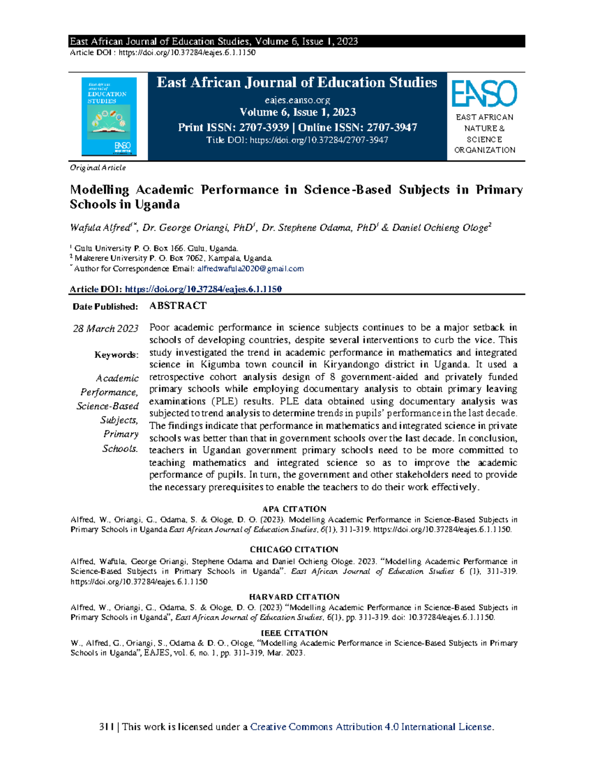 Modelling Academic Performance in Science-Based Su - Article DOI : doi ...